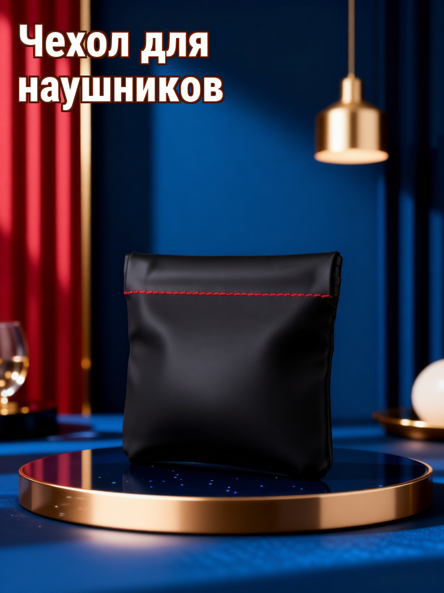 Черный Портативный Чехол Из Pu Для Наушников Мини Сумка Для Хранения 1 Шт