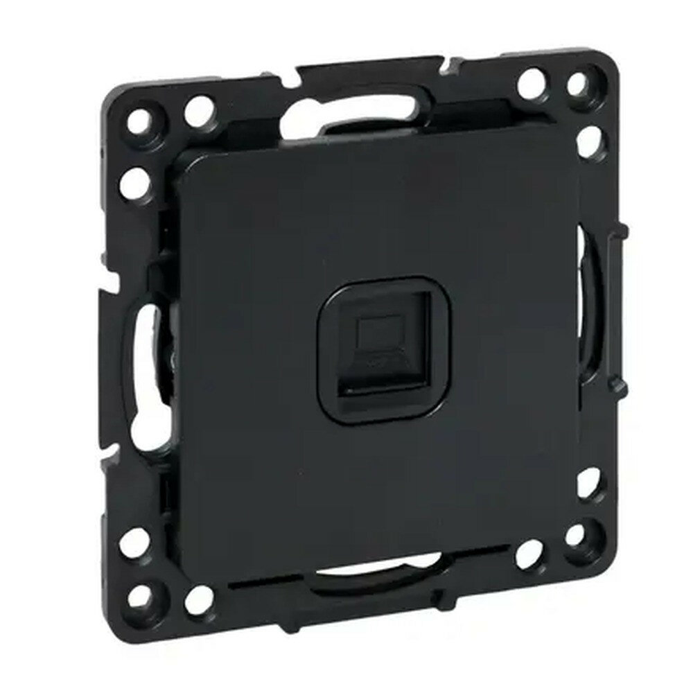 Механизм розетки RJ-45 EKF Стокгольм, 1-местный, черный