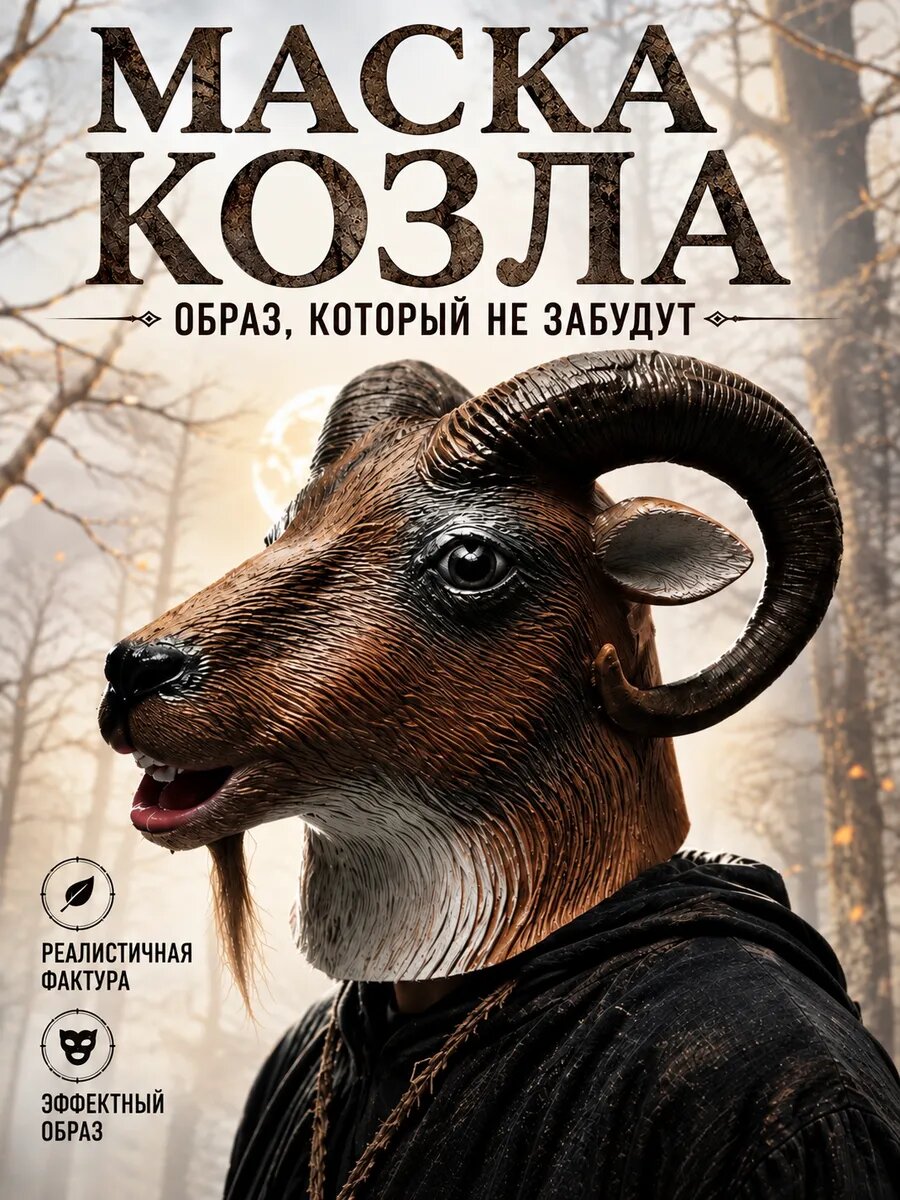 Латексная маска Козла с рогами