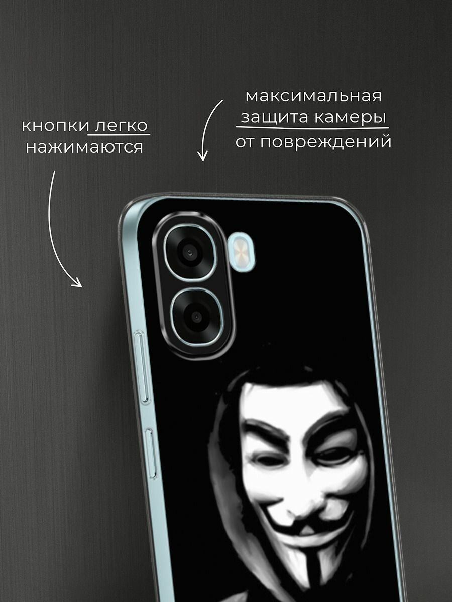 Силиконовый чехол на Oppo A6x / Оппо A6x с принтом Анонимус — фото 1