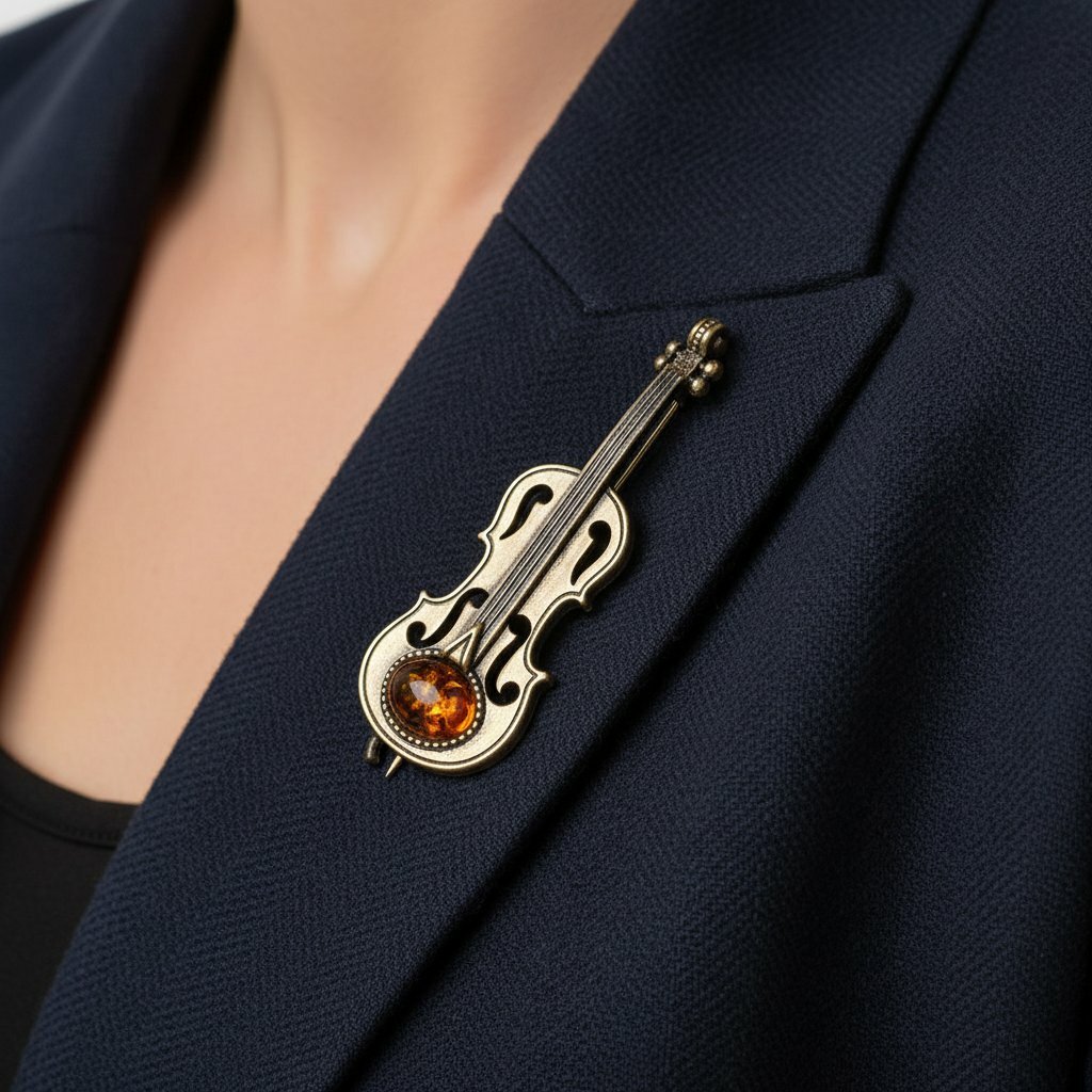 Брошь, янтарь