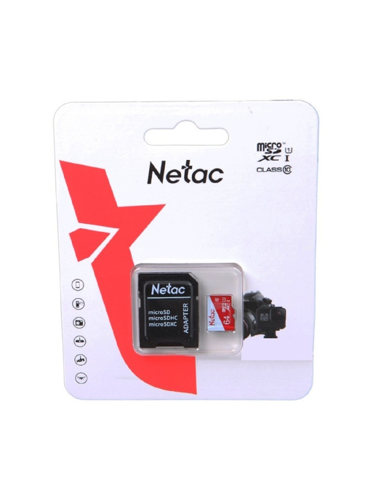 Micro SecureDigital 64GB Netac P500 ECO (с SD адаптером)