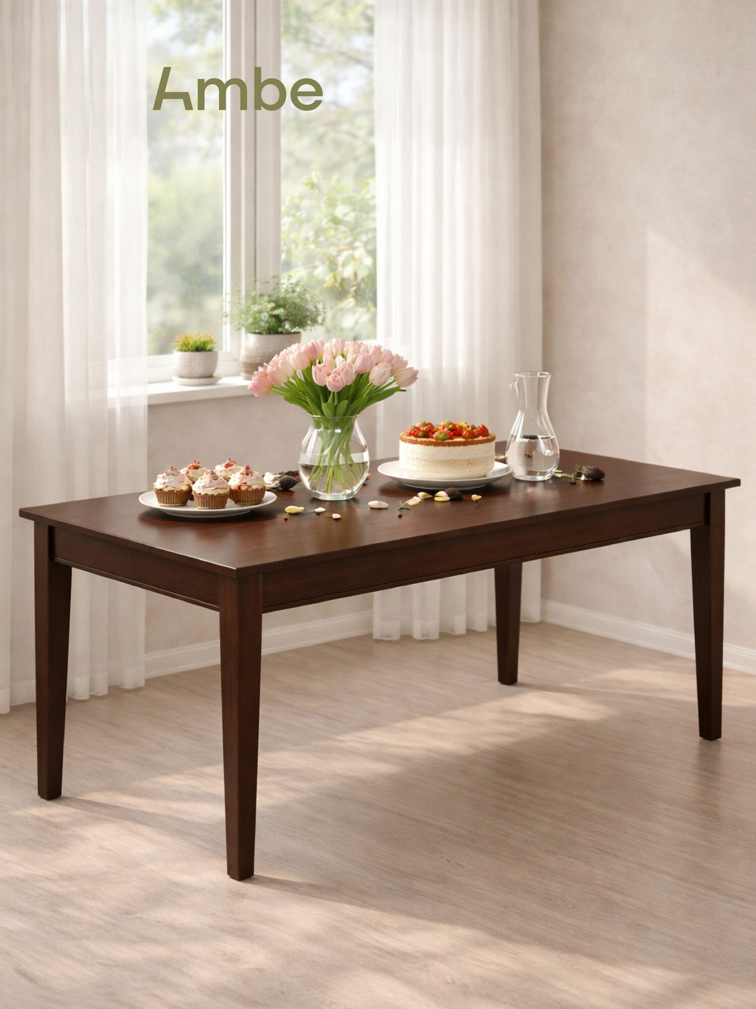 Ambe Стол кухонный обеденный деревянный раздвижной Таурус 180(220;260)х100 Античный орех