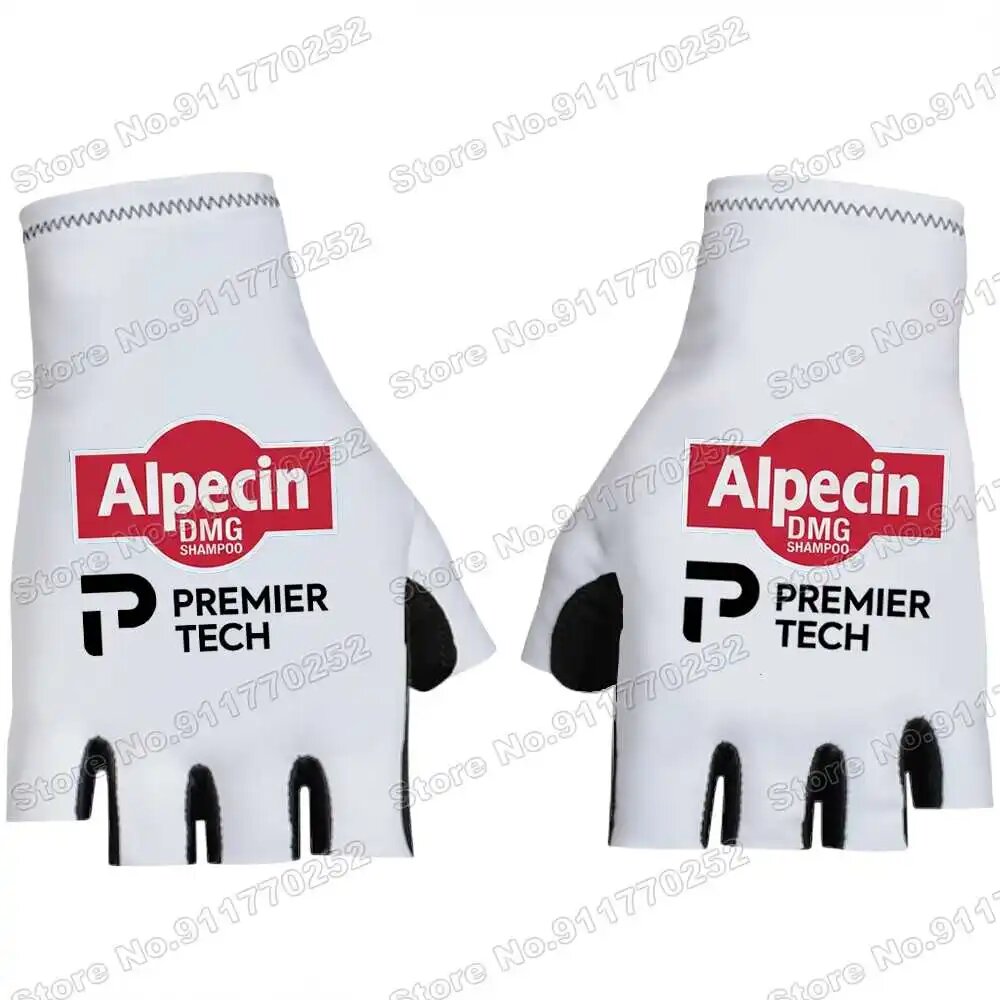 Велоперчатки Alpecin Team 2026, белые, полупальцевые