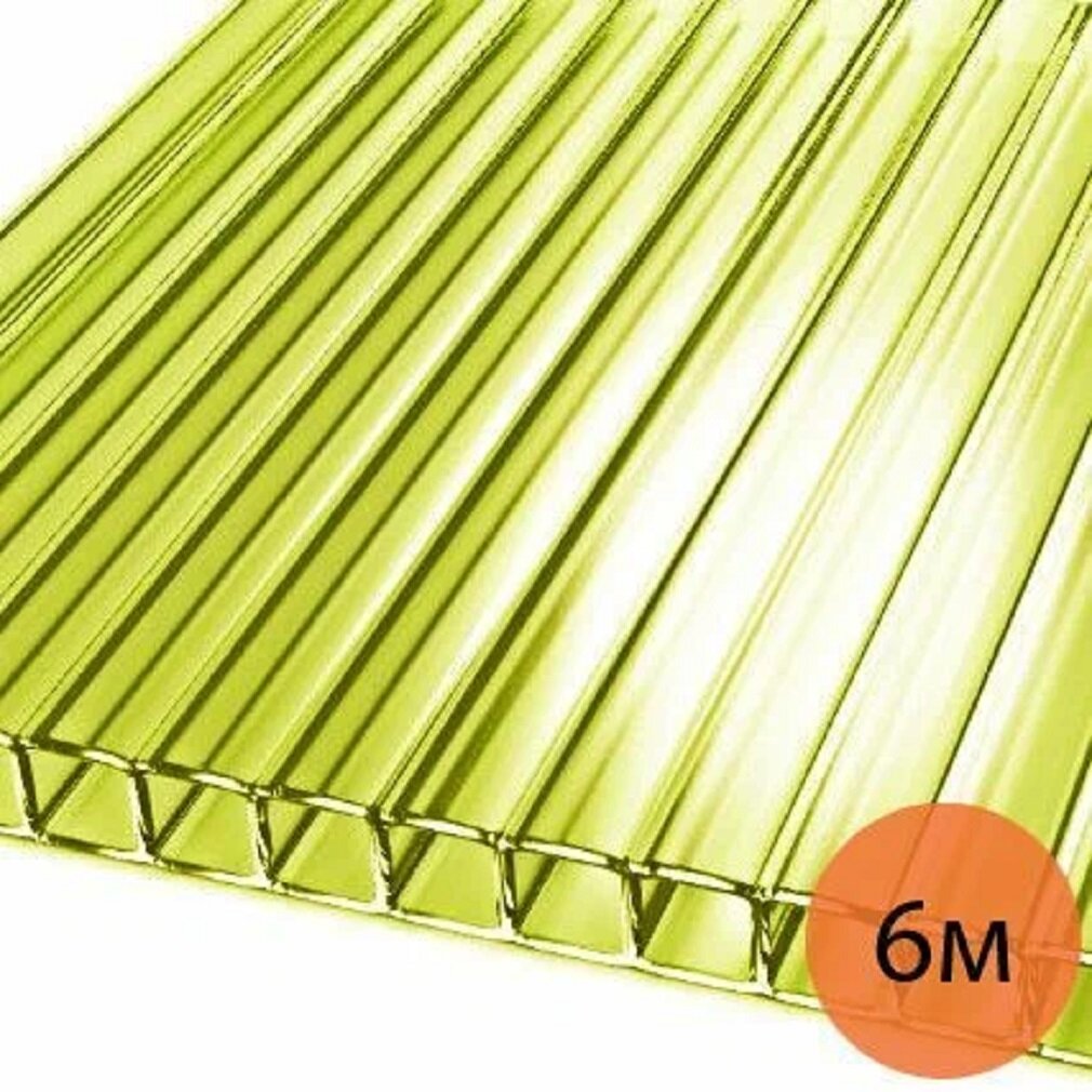 Ультрамарин поликарбонат сотовый желтый, УФ-защита 6мм 2100х6000мм