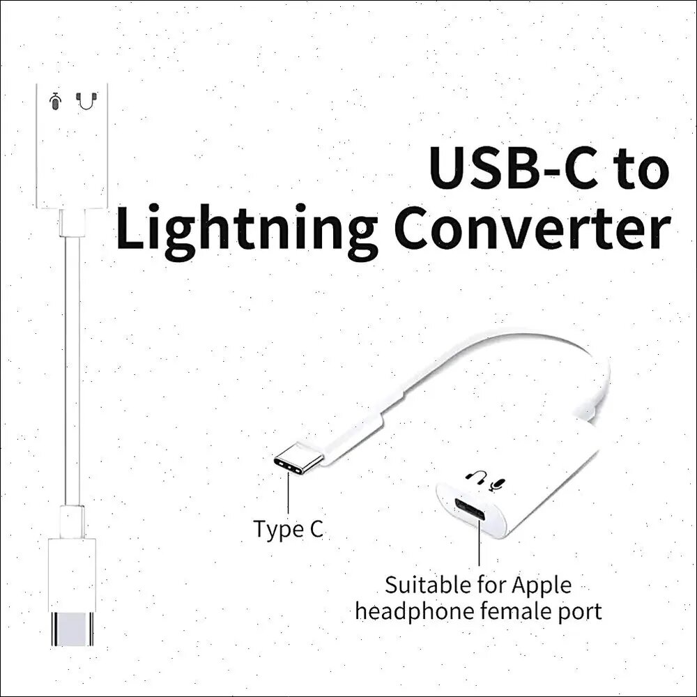 Переходник для наушников iPhone. Для проводных наушников. Адаптер USB C на Audio Adapter Lightning. Переходник для Type C - Lightning