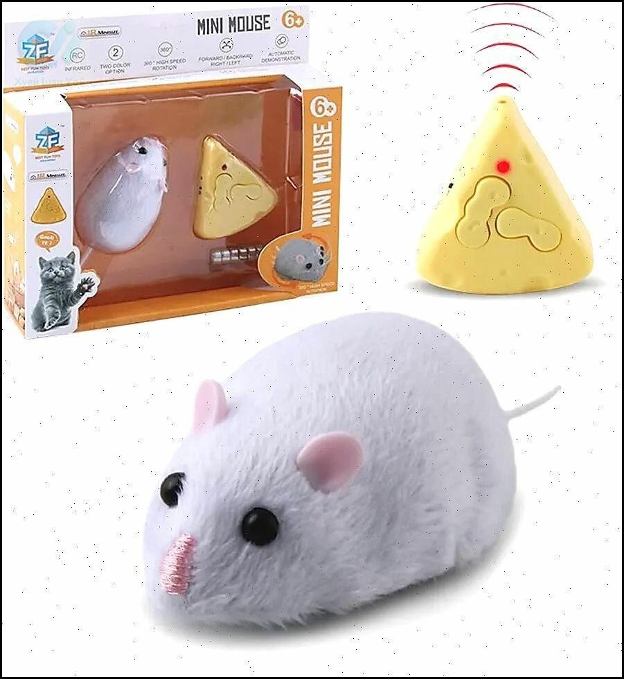 Интерактивная игрушка для кошек Мышь на радиоуправлении, электронная плюшевая мышка с пультом для взрослых котов и котят, для игр и дрессировки
