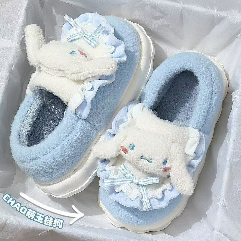 MINISO плюшевые тапочки Sanrio Hello Kitty Kuromi Melody Cinnamonroll женские, 36-37, синий
