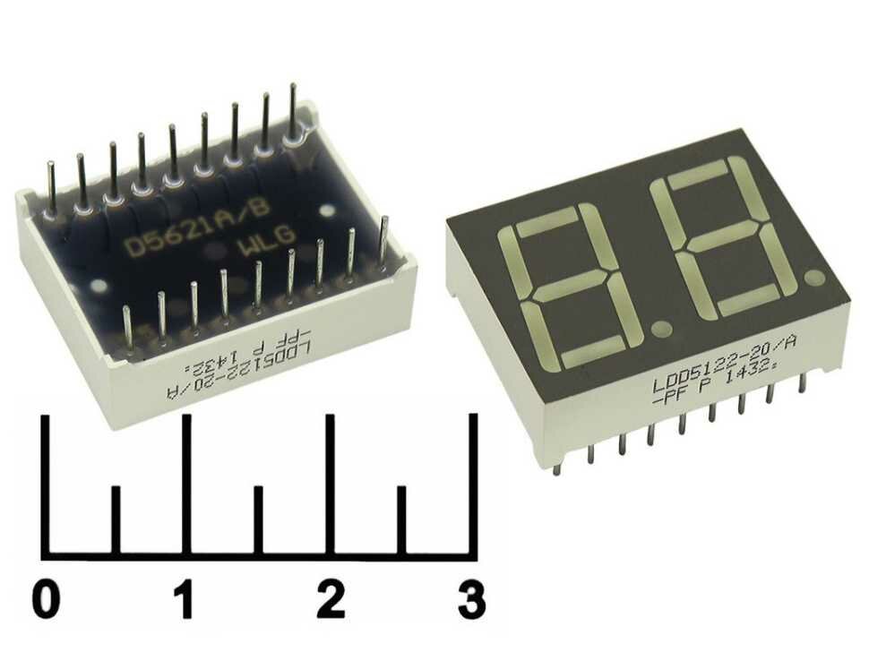 Индикатор LDD5122-20/A желтый 2-х разрядный 14.2мм (0.56") ОА
