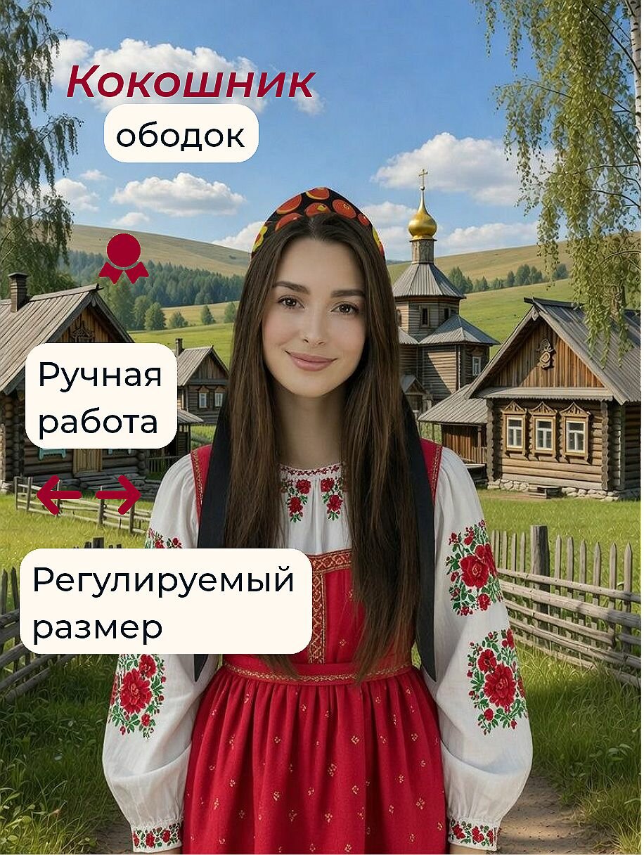 Кокошник ободок для волос женский русский народный