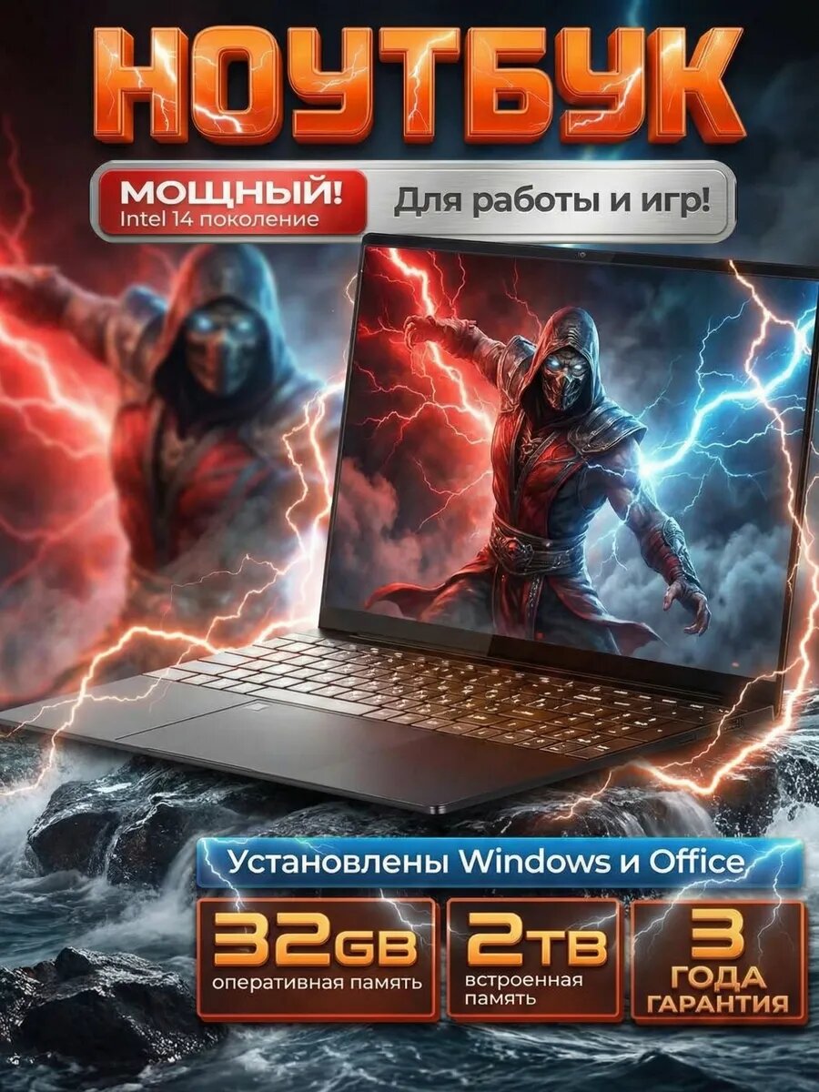 Ноутбук Intel Core i7-13850HX, 32GB RAM, 2048GB SSD, 2026 + Windows, Office