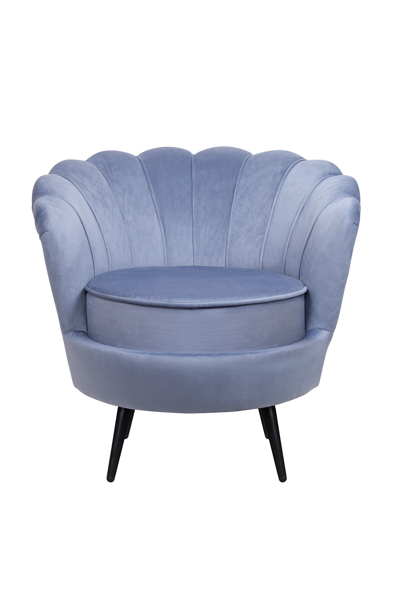 Кресло ракушка Mak-interior, Pearl sky, дизайнерское для дома, синее с черными ножками