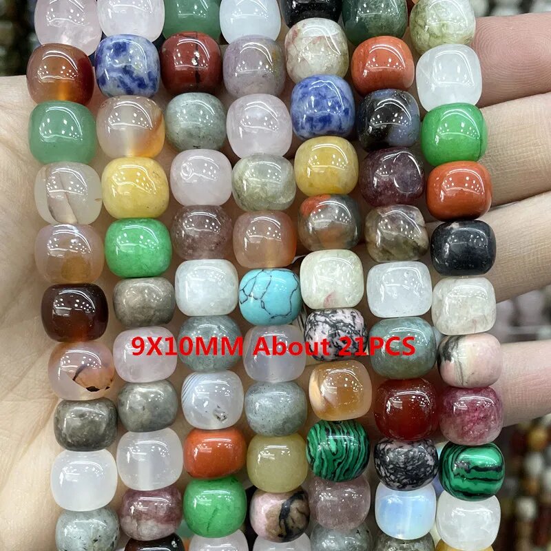 Бусины из агата, кварца и бирюзы SYSRXLR 9X10MM About 21 PCS