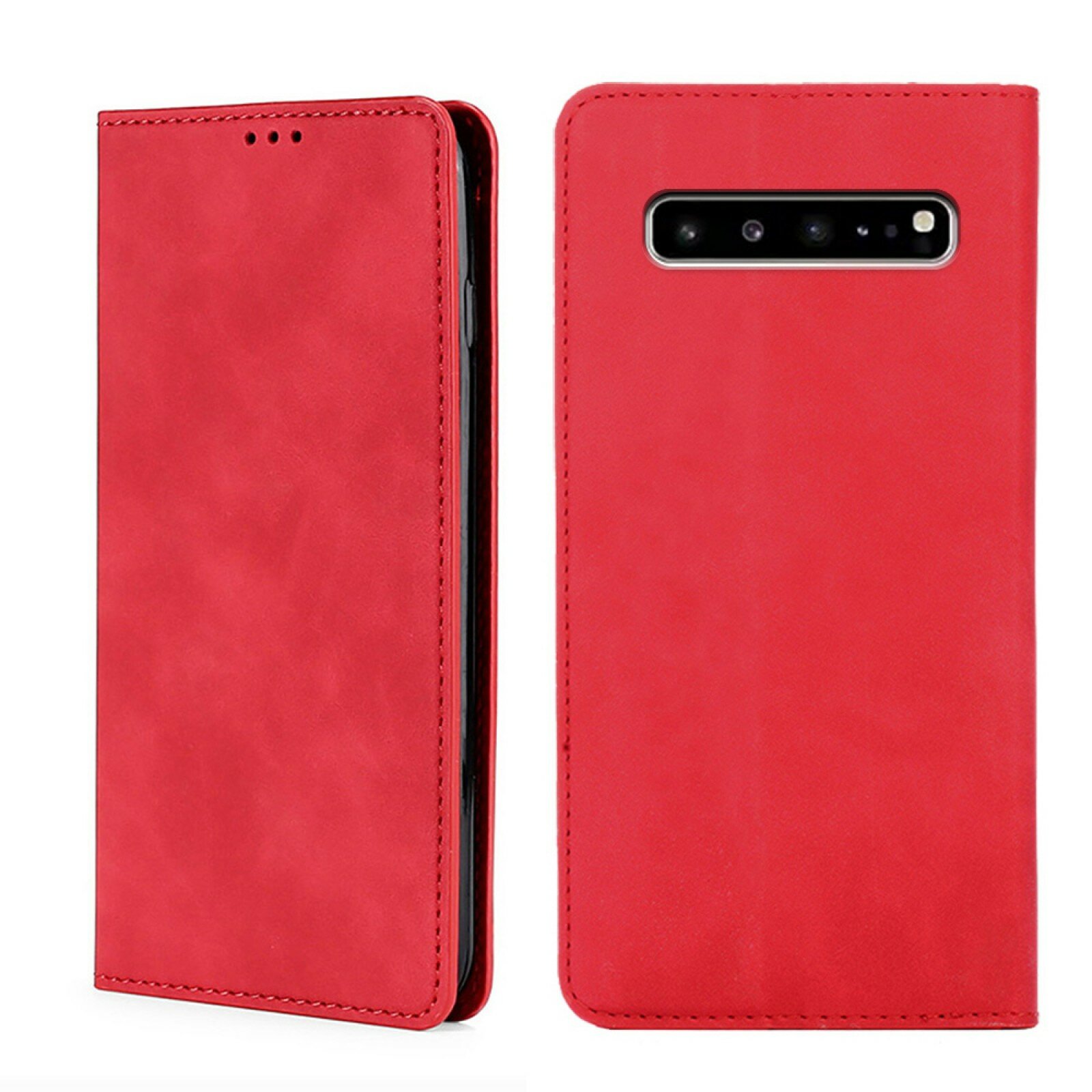 Чехол-книжка MyPads для Samsung Galaxy S10 мягкое прикосновение красный