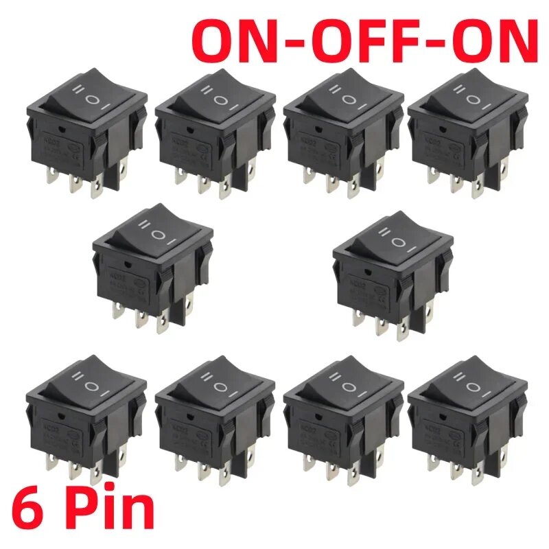 Комплект рокерных переключателей ON-OFF-ON 6 Pin, Черный