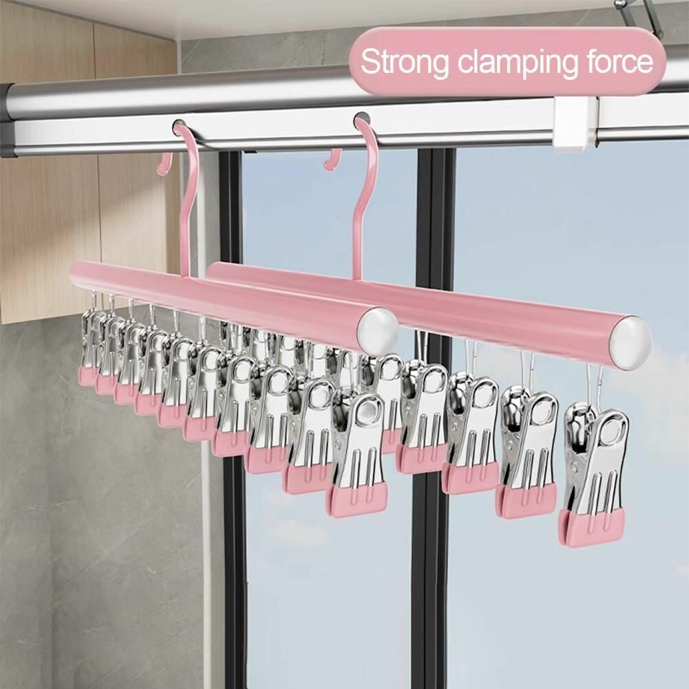 Вешалка 10 прищепок для носков брюк кофт розовый