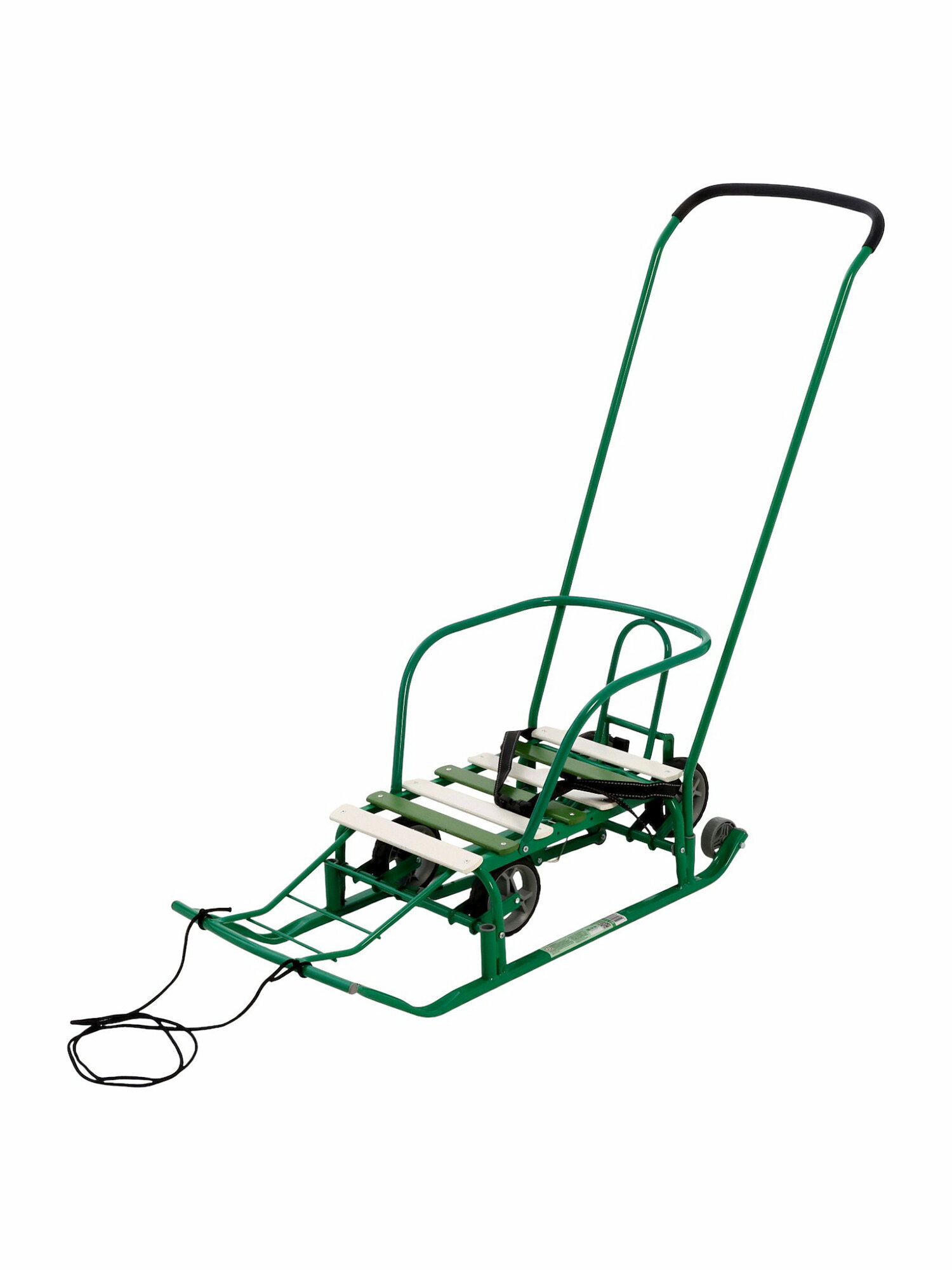 Санки детские с колёсами "Тимка 5 универсал", с ручкой, цвет зелёный