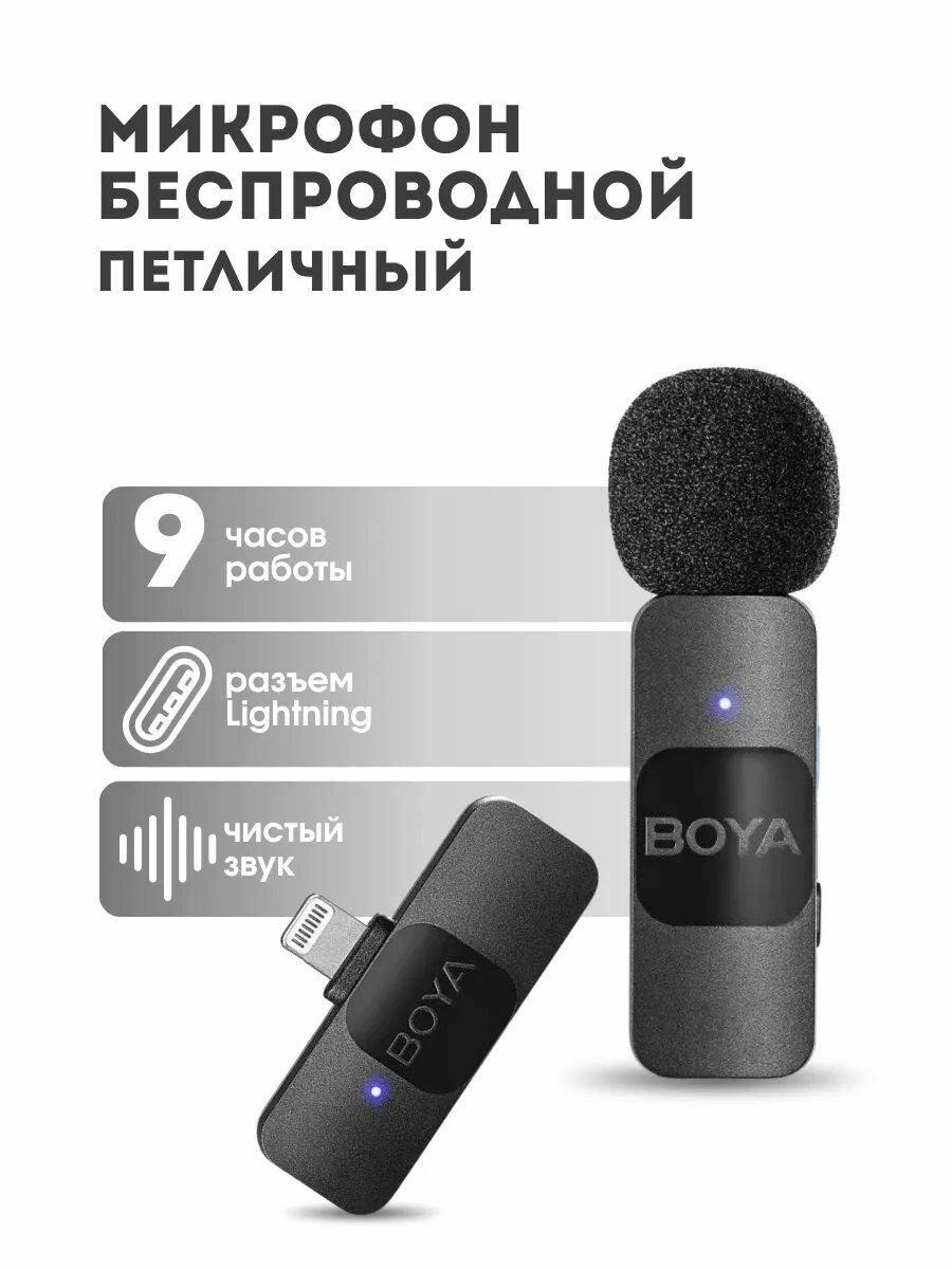 BOYA BY-V1, черный, беспроводной микрофон