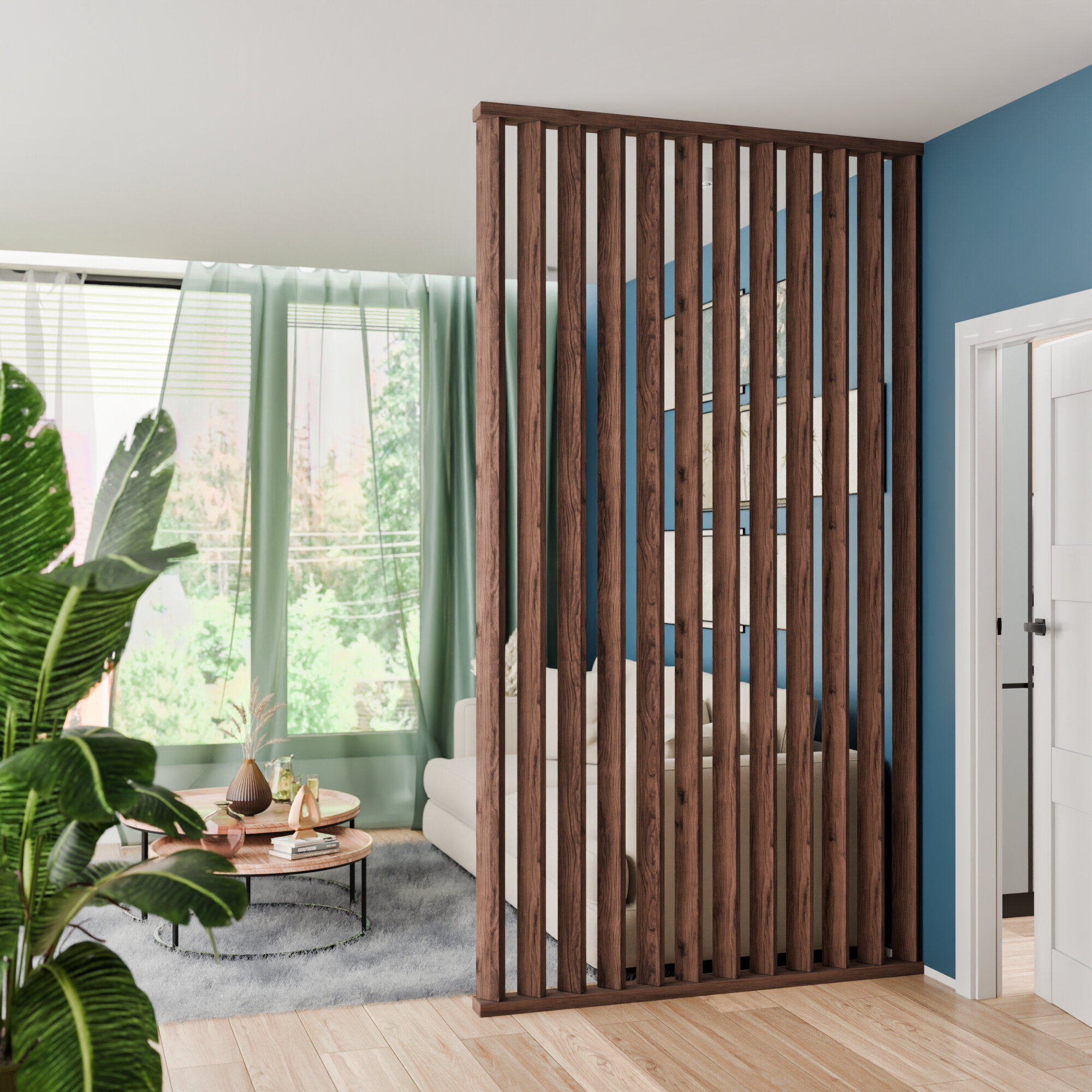 Реечная перегородка для зонирования пространства, 1492 мм, Дуб Катания