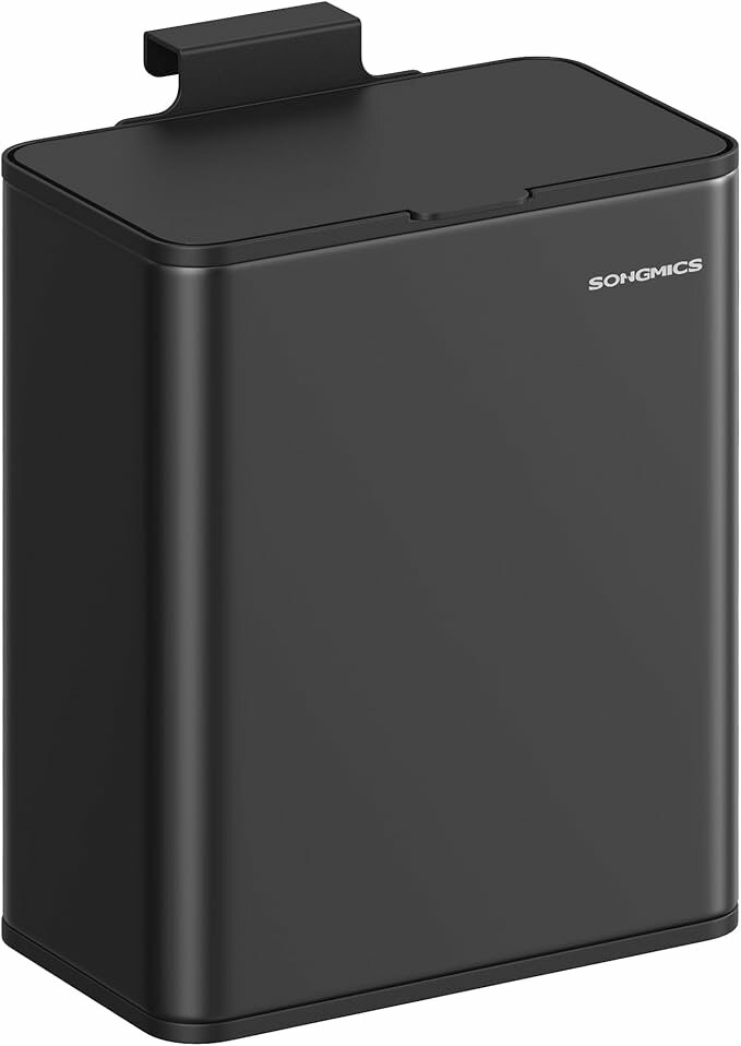Мусорное ведро с крючком SONGMICS навесное 8 л, цвет черный, 777LTB810B01