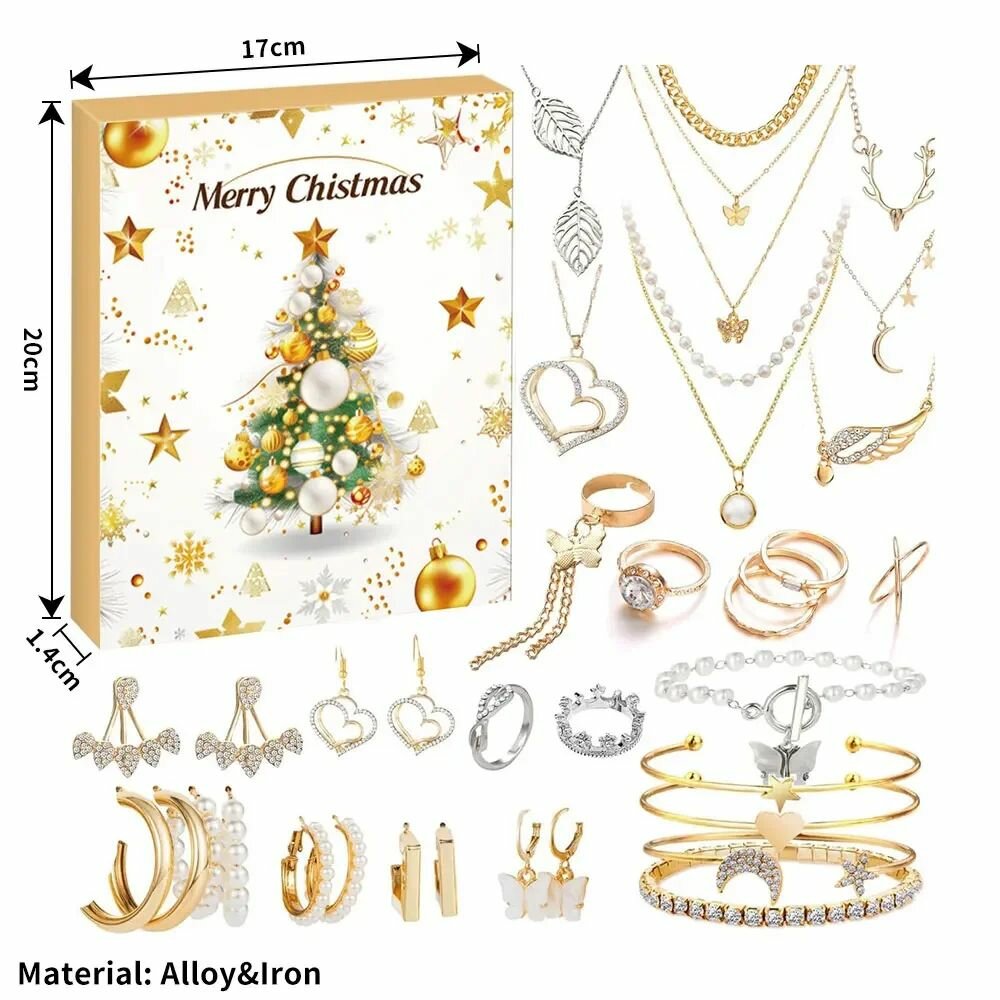 Рождественский календарь с 24-дневным обратным отсчетом для ювелирного адвента