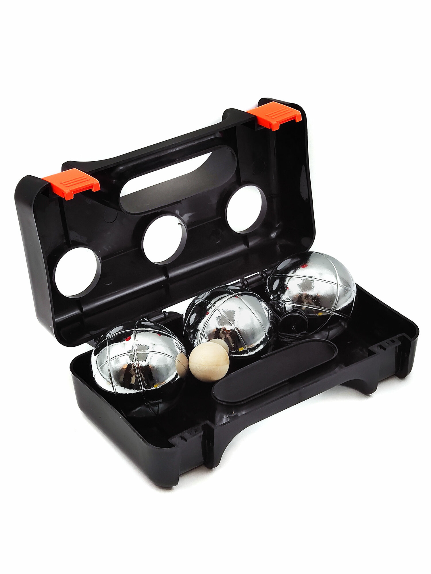 Петанк металлический Фабрика Игр спортивная игра для улицы Бочча, 3 шара, глянцевые, серебряные, в черном кейсе