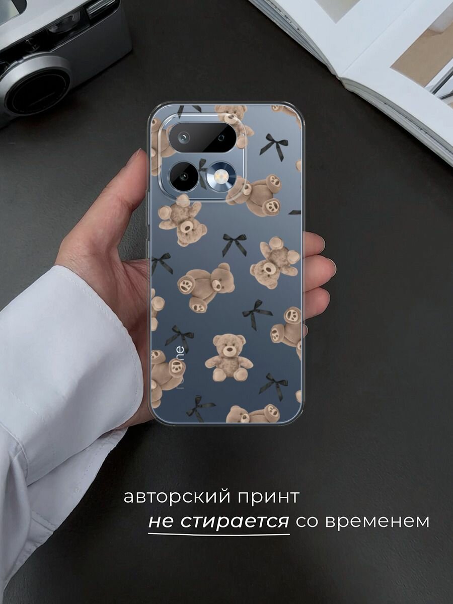 Чехол на Realme 16 Pro / Реалме 16 Про с принтом Плюшовые мишки 2, прозрачный — фото 1
