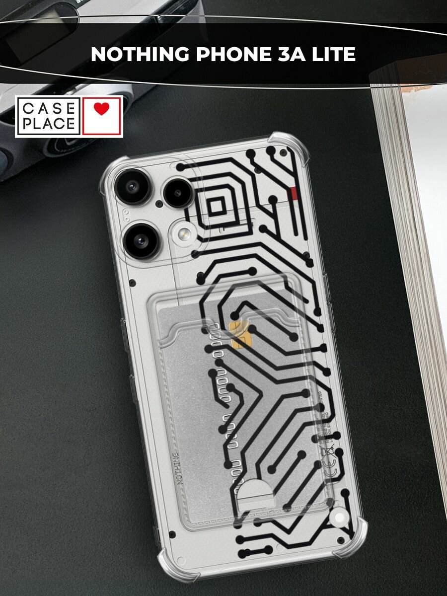 Чехол на Nothing Phone 3a lite (Нотинг Фон 3a Лайт) с картой и принтом Печатная плата половина