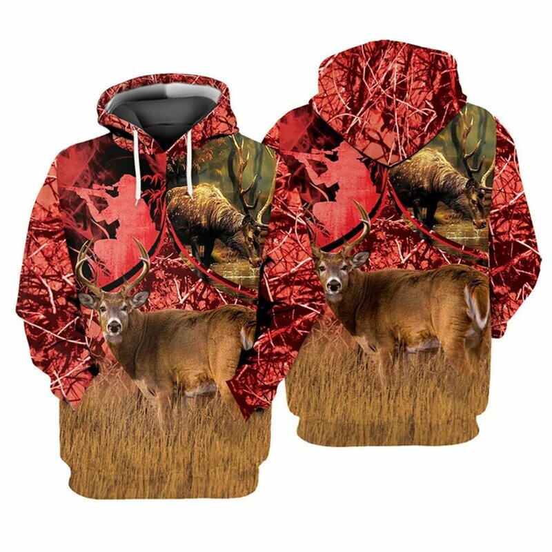 Мужская толстовка с капюшоном 3D Deer Print, XL, Hoodie-FYA6958