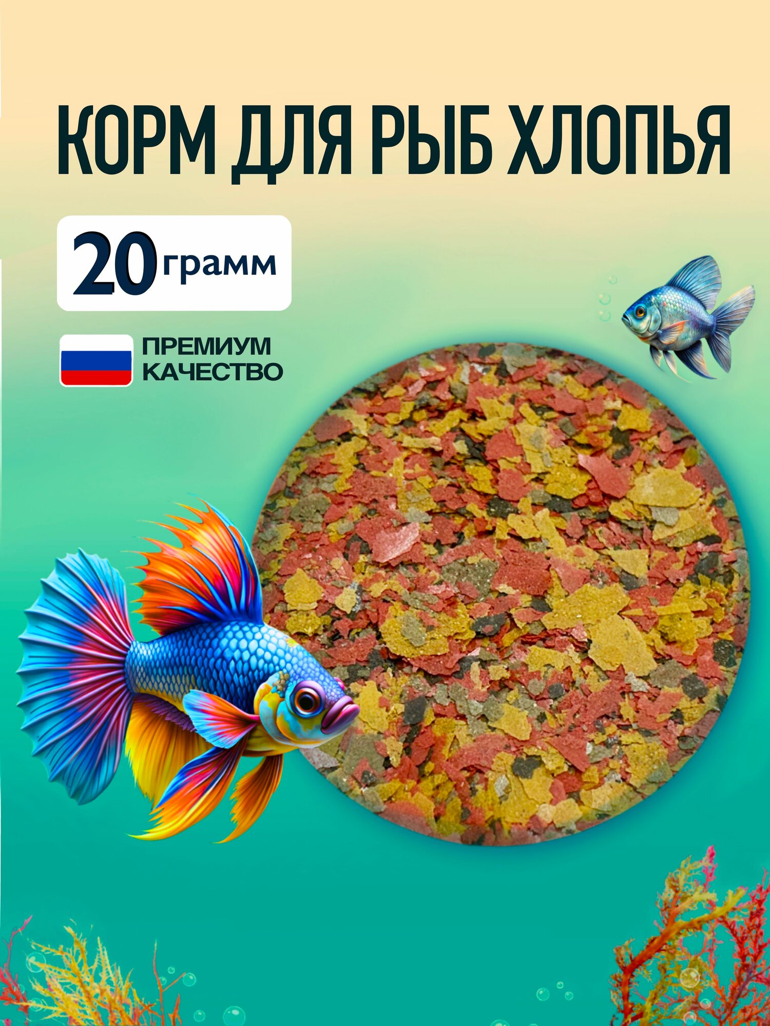 Корм для рыб аквариумных хлопья премиум 20 грамм Tropical Flakes корм хлопья для аквариумных рыб плавучий премиум