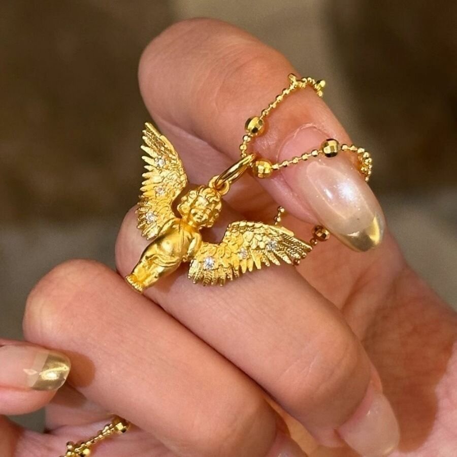 Средневековое матовое ожерелье с подвеской в виде Эроса и Купидона женское