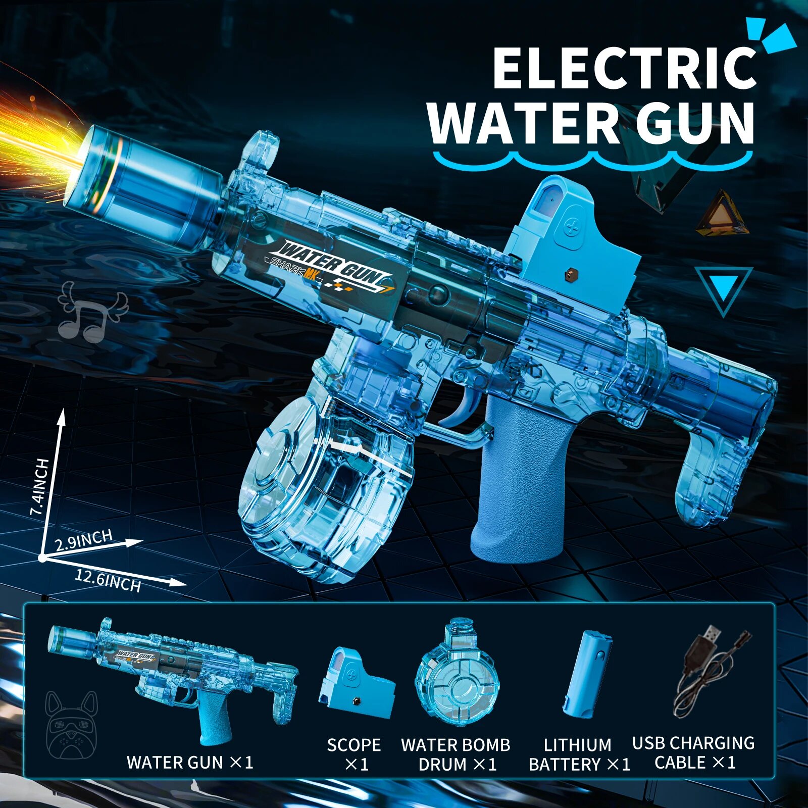 Детский электрический водяной пистолет Blue a