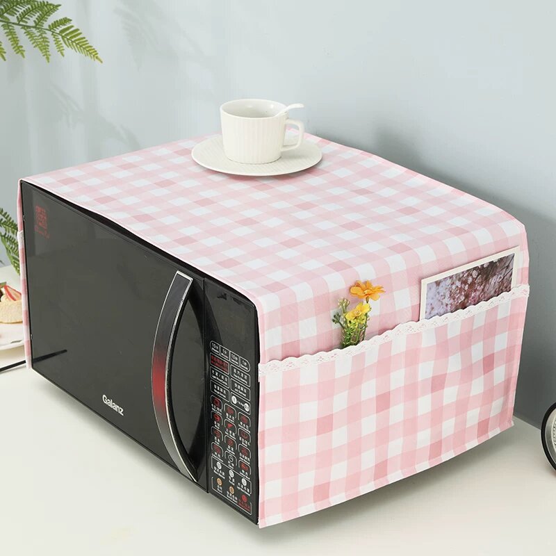Универсальная пылезащитная накидка для духовки и микроволновки, 35x100 см, розовая клетчатая ткань