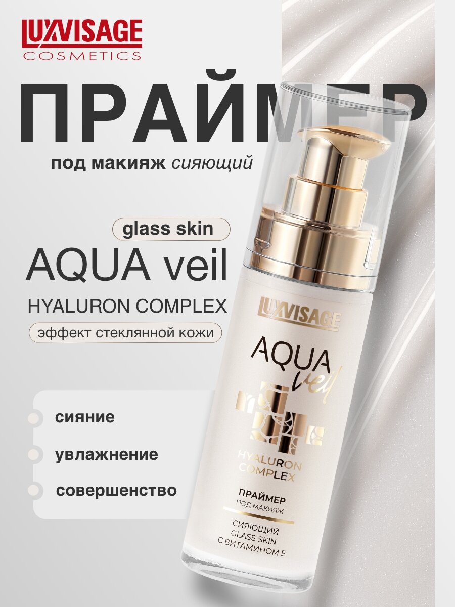 Праймер под макияж сияющий LUXVISAGE AQUA Veil, с витамином Е, 30 мл