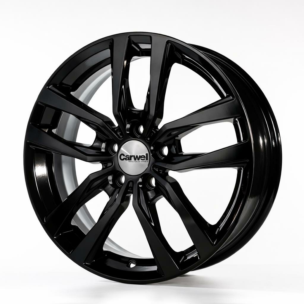 Диск автомобильный литой Carwel Негито 214 16x6 5x112 et50 dia57.1 Чёрный глянцевый