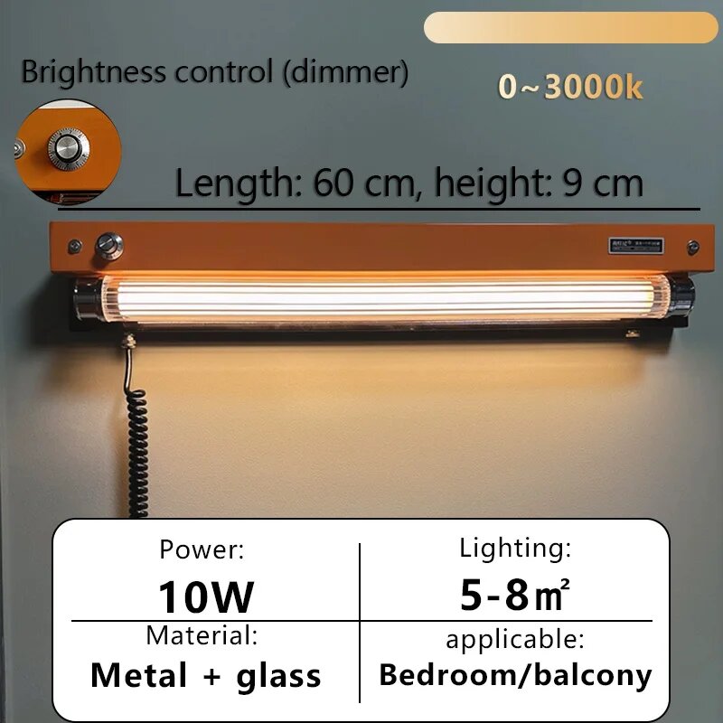 Настенный светильник ретро, 60cm-orange, 10W, диммер