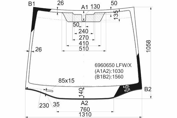 Стекло AGC 6960650 OPEL ZAFIRA 05 СТ ветр ЗЛ+VIN+У