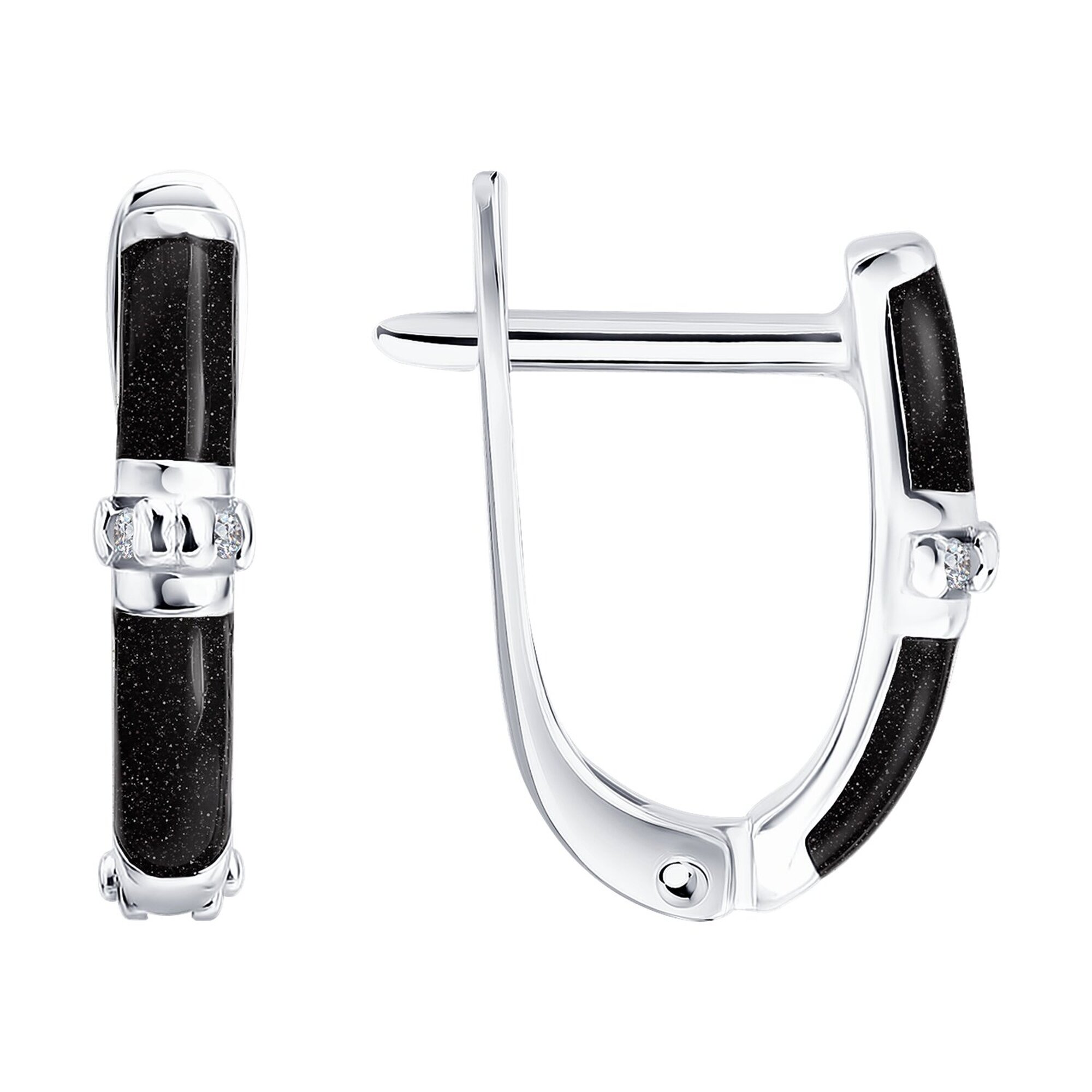 Серьги, серебро, 925 проба, родирование, бриллиант