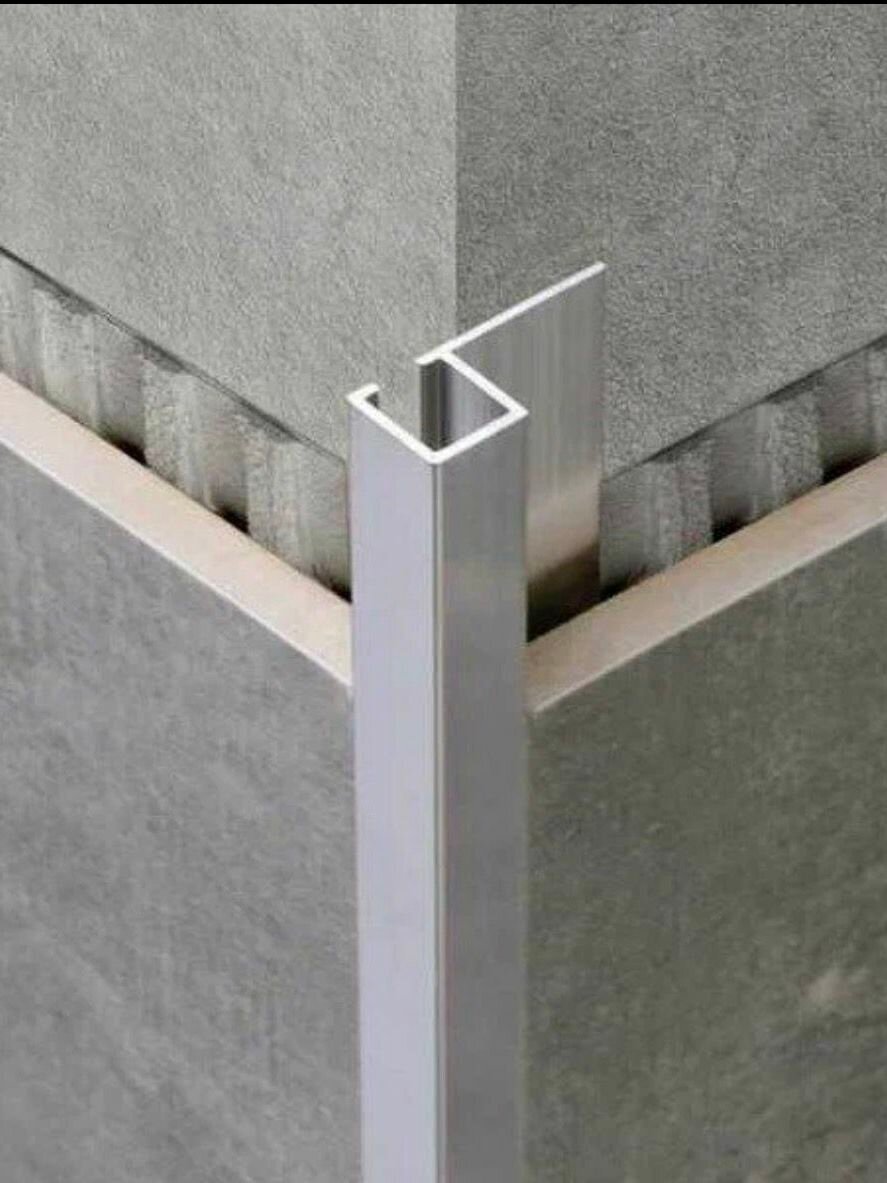 П-образный профиль 10х10 мм, Анодированный алюминиевый, Серебро матовое 2700 мм -1 шт