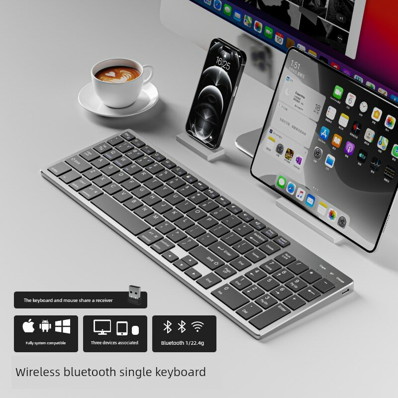 Pioneer K933 Беспроводная Bluetooth двойная мода полноразмерная клавиатура, черно-серый для ноутбука ПК мобильного
