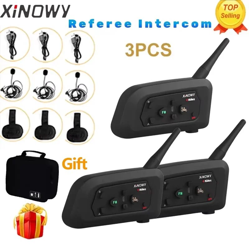 Гарнитура Bluetooth-интерком XiNOWy V4C Для Футбольных Судей, Полнодуплексная Связь Для 3 Пользователей, Дальность 1200 М