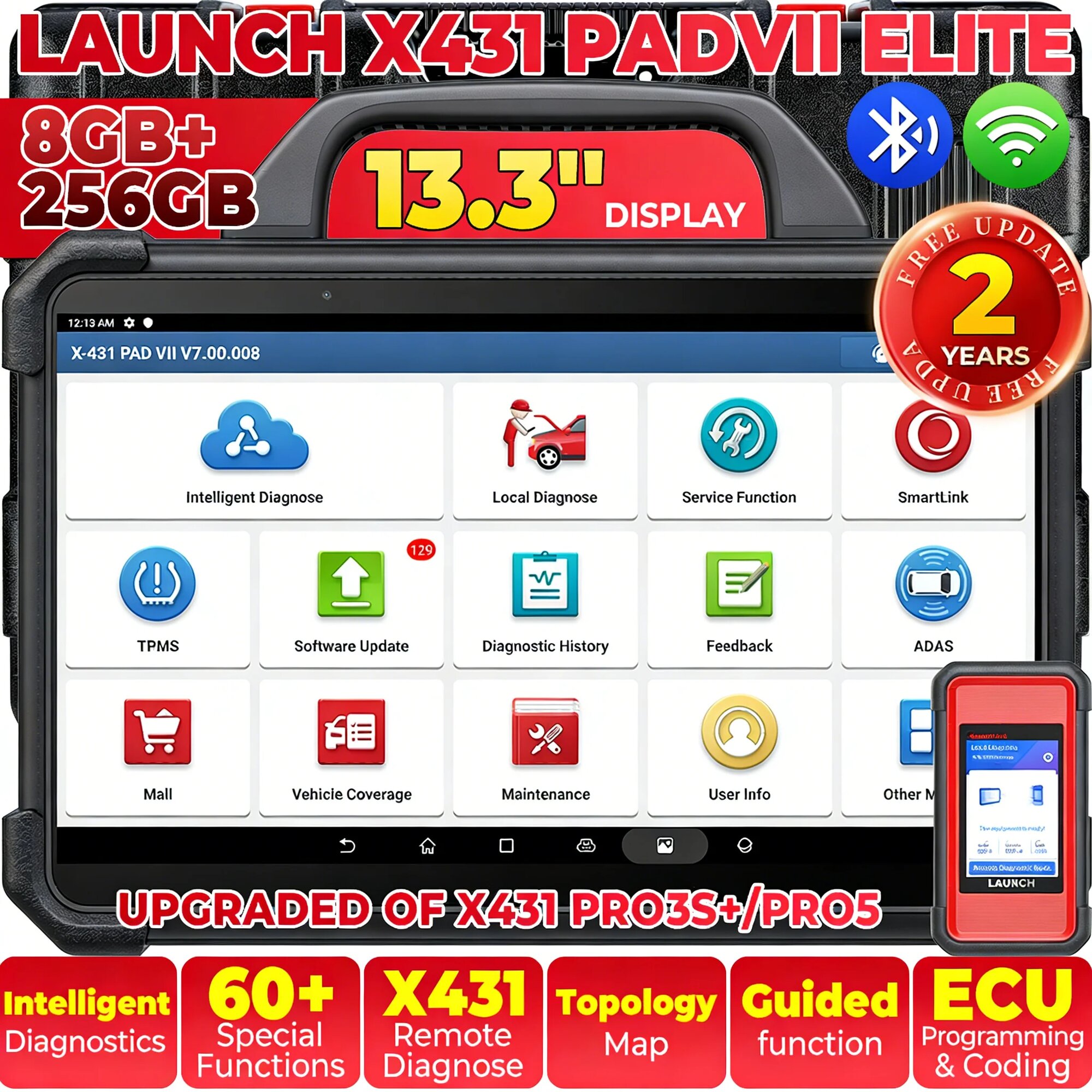 Комплект LAUNCH X431 PAD 7 и X-PROG3: Автомобильный диагностический инструмент Global Version