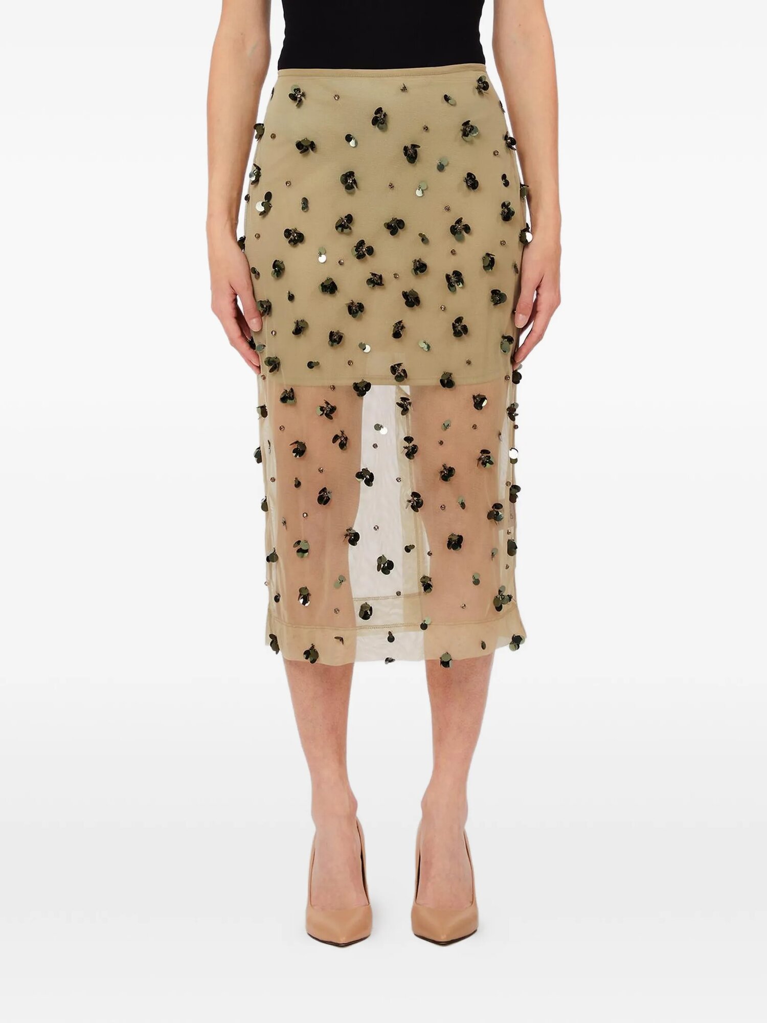 Юбка Floral embellished midi skirt