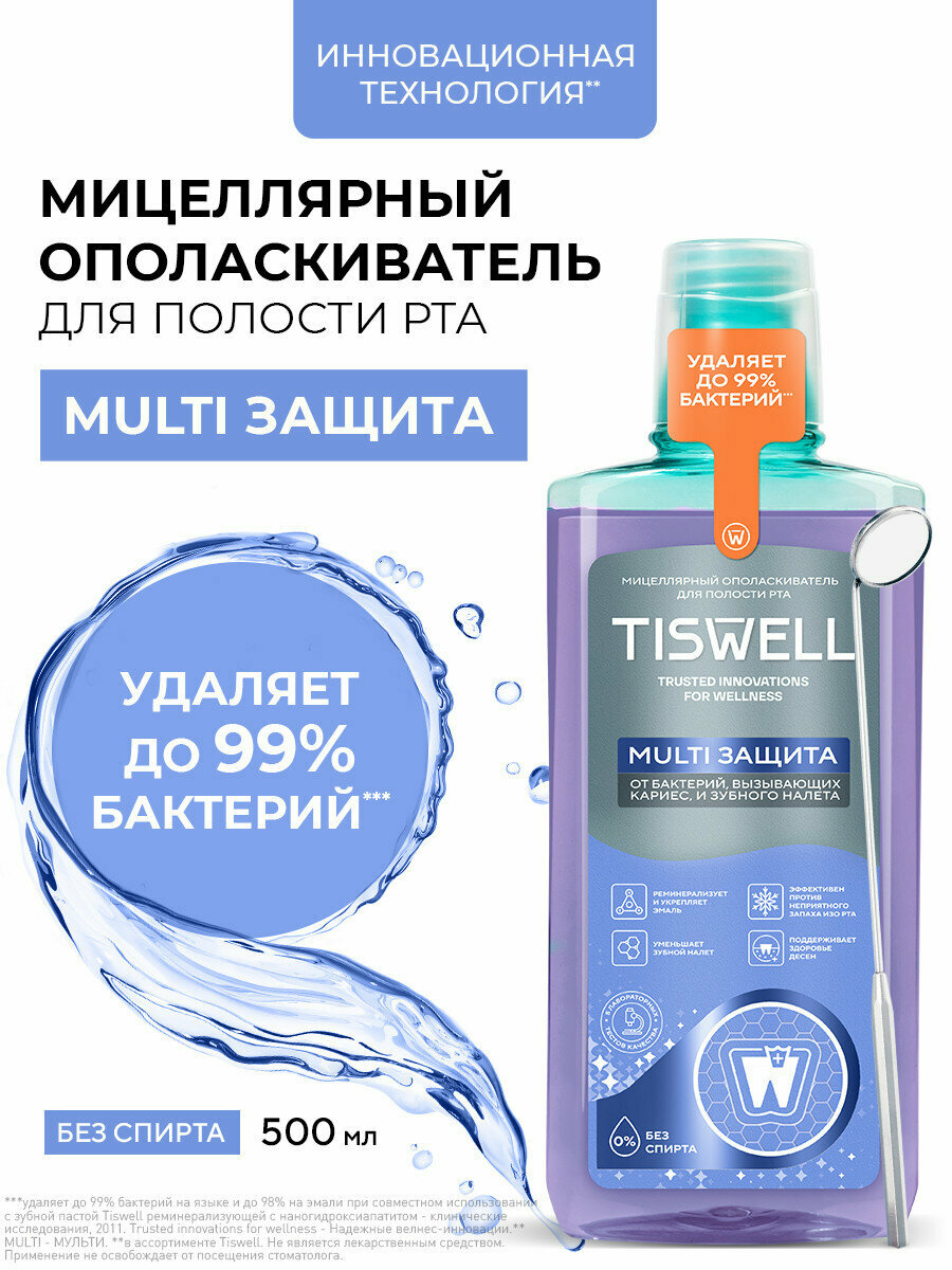 Ополаскиватель для полости рта Tiswell, Multi защита, 500 мл