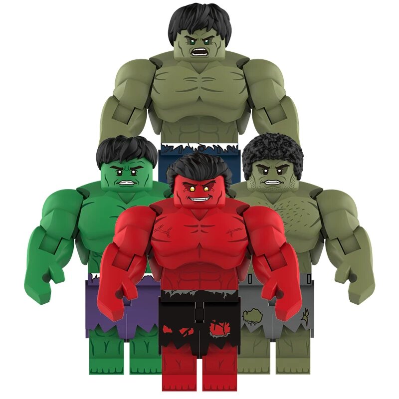 Набор минифигурок LEGO Marvel Super Heroes 4 шт: Зеленый Халк, А1, Красный Халк, Халк AF344-347, 1 комплект