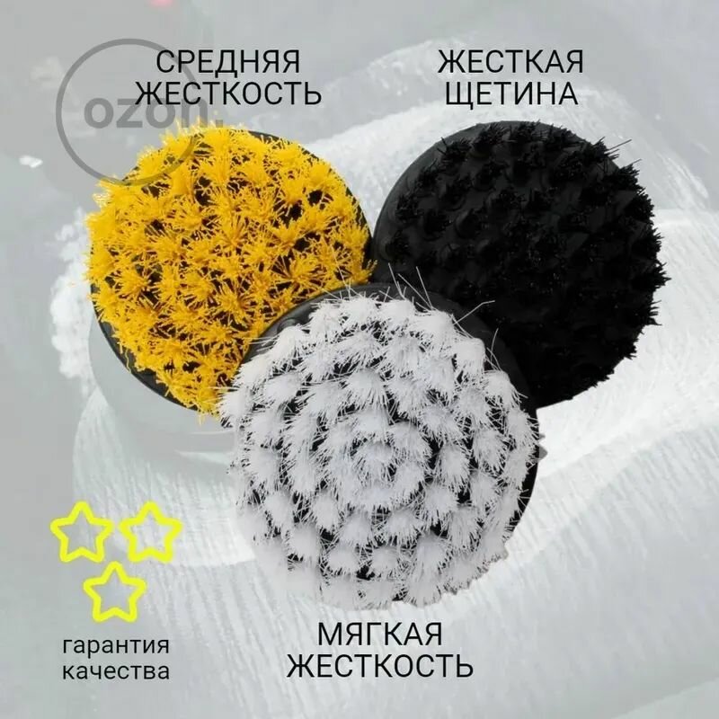 Щетка насадка для шуруповерта, щетка для дрели мягкая, для быстрой чистки и мойки поверхностей белая для чистки поверхностей для мойки поверхностей насадка для дрели
