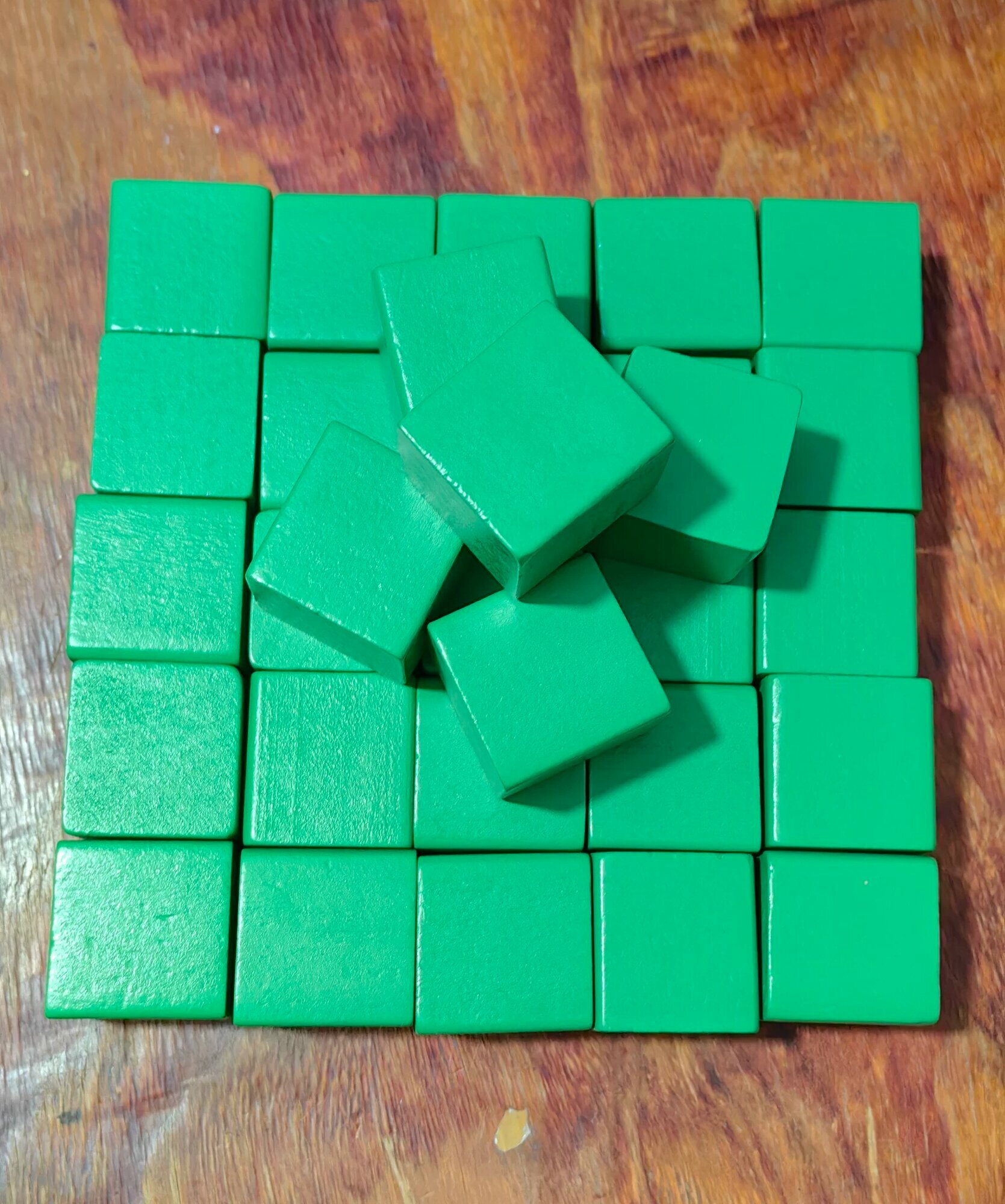 3 см зеленые деревянные строительные блоки, 30 штук для дошкольного образования