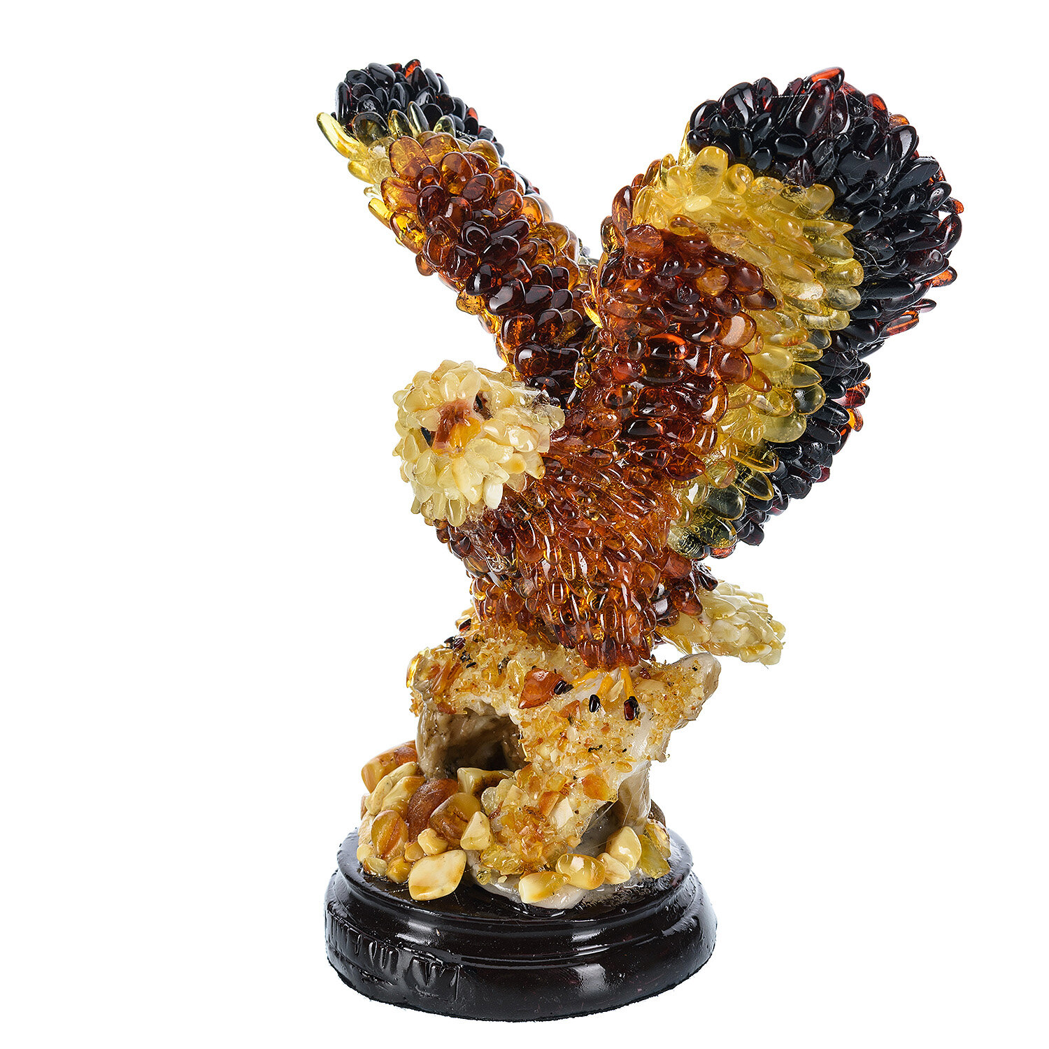 0080763-НП Изделие из янтаря скульптура "орел на ветке" 17*15*10см