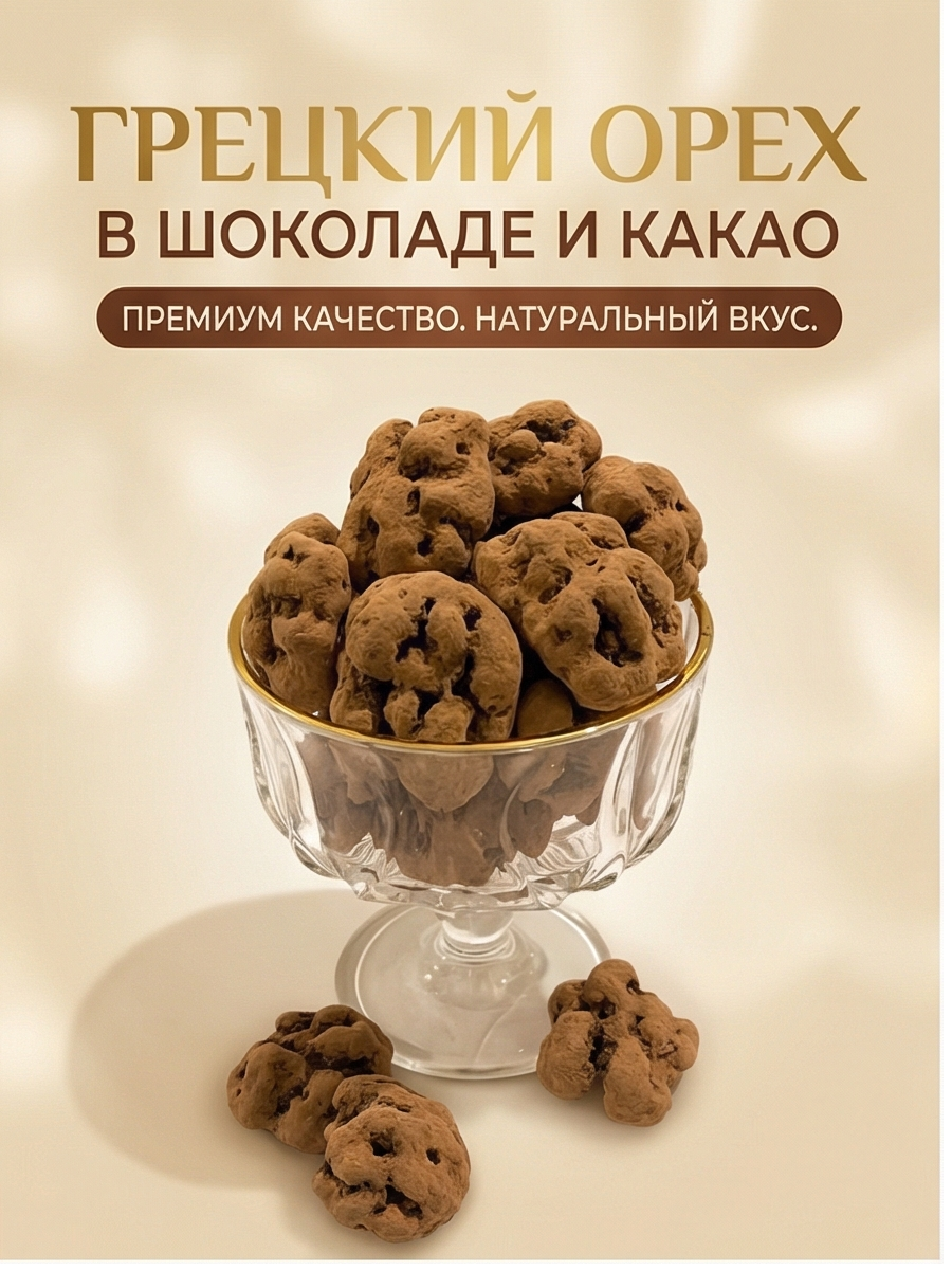 Грецкий орех в шоколаде с какао Трюфель -1000 грамм. Премиум