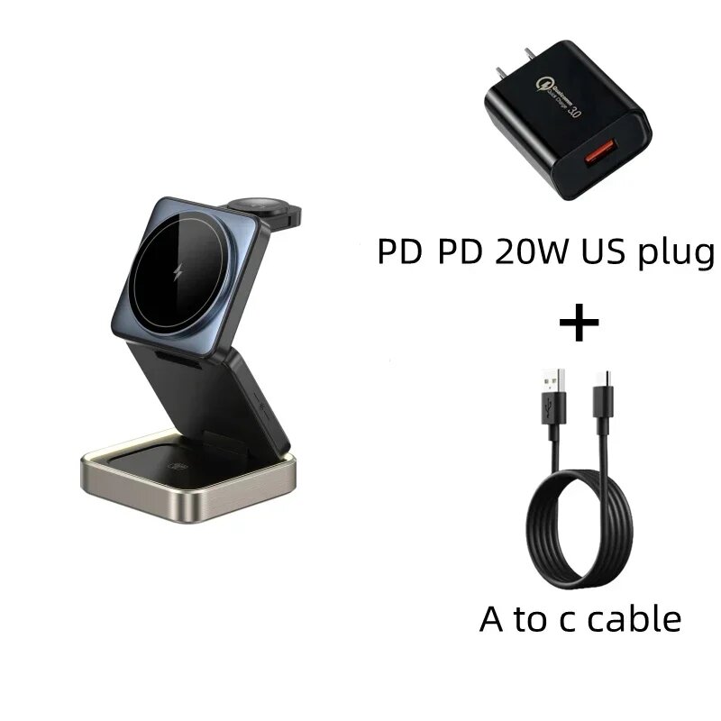 Беспроводная зарядная станция 3-в-1 W90 с US plug